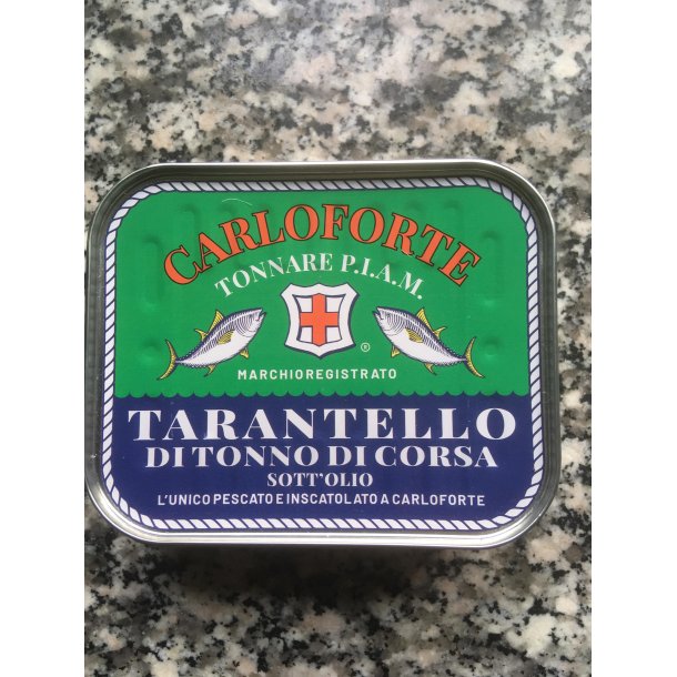 TUNFISK TARANTELLO di Tonno Rosso i olivenolie, 350 gr. Carloforte ...